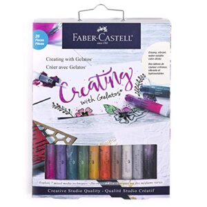 faber-castell creating with gelatos - mixed media water-soluble art crayons and accessory set - arts and crafts for adults, multi