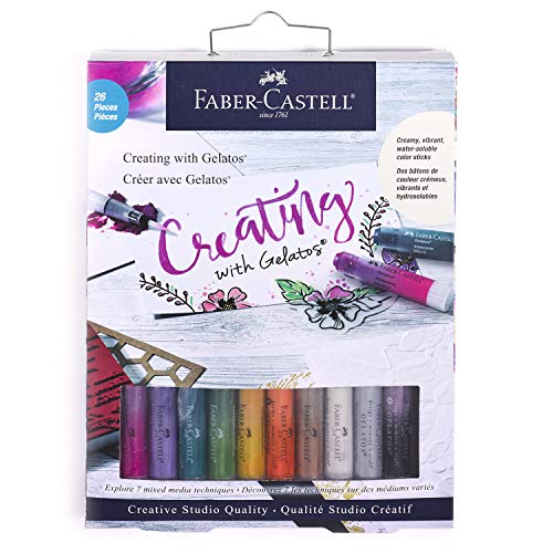 Faber-Castell Creating with Gelatos - Mixed Media Water-Soluble Art Crayons and Accessory Set - Arts and Crafts for Adults, Multi