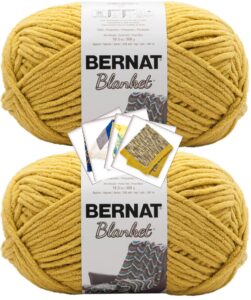 bernat blanket yarn - big ball (10.5 oz) - 2 pack with pattern cards in color (moss)