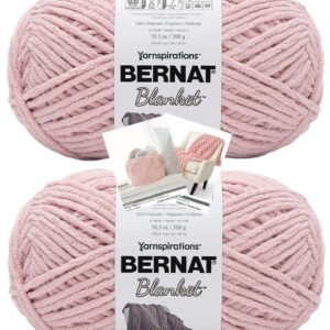 Bernat Blanket Yarn - Big Ball (10.5 oz) - 2 Pack with Pattern Cards in Color (Tan Pink)