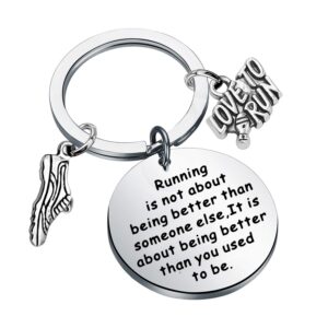 wsnang runner gift running is about being better than you used to be keychain marathon runner jewelry track gift（running keychain）