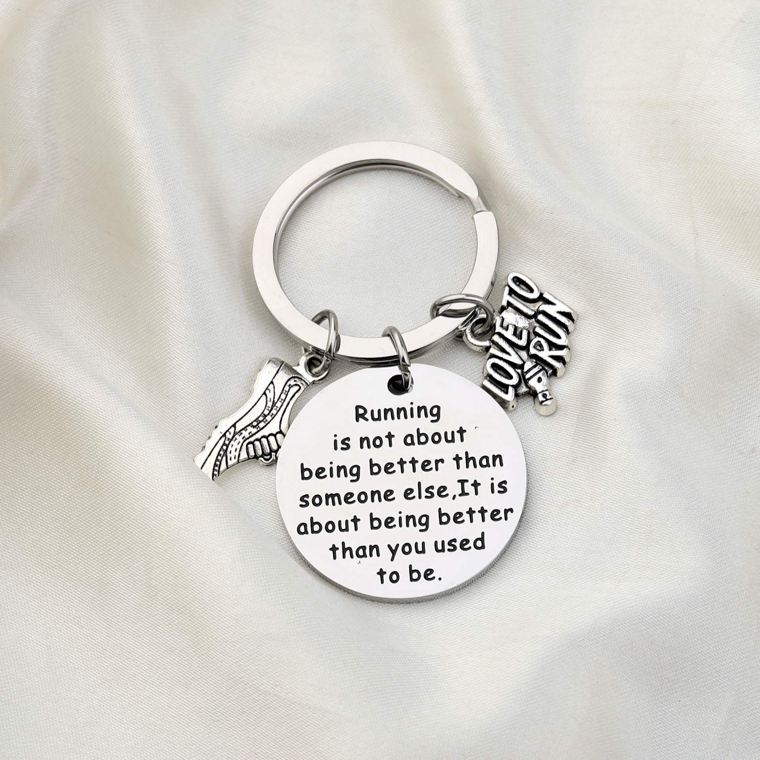 WSNANG Runner Gift Running is About Being Better Than You Used to Be Keychain Marathon Runner Jewelry Track Gift（Running Keychain）