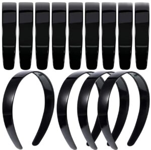 yuecoofei 20 pack black plain craft plastic headbands,1 inch plastic hard headband with teeth head band women girls