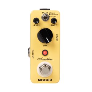 mooer acoustikar acoustic guitar simulator pedal, 3 modes piezo/standard/jumbo, nature and smooth acoustic guitar sound