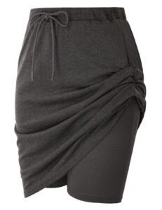 jack smith women's athletic skort drawstring waist stretchy knitting skirts with pockets(m,deep gray)