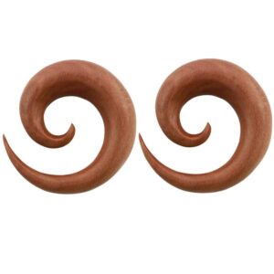 pierced owl organic sawo wood spiral tapers, sold as a pair (8mm (0ga))