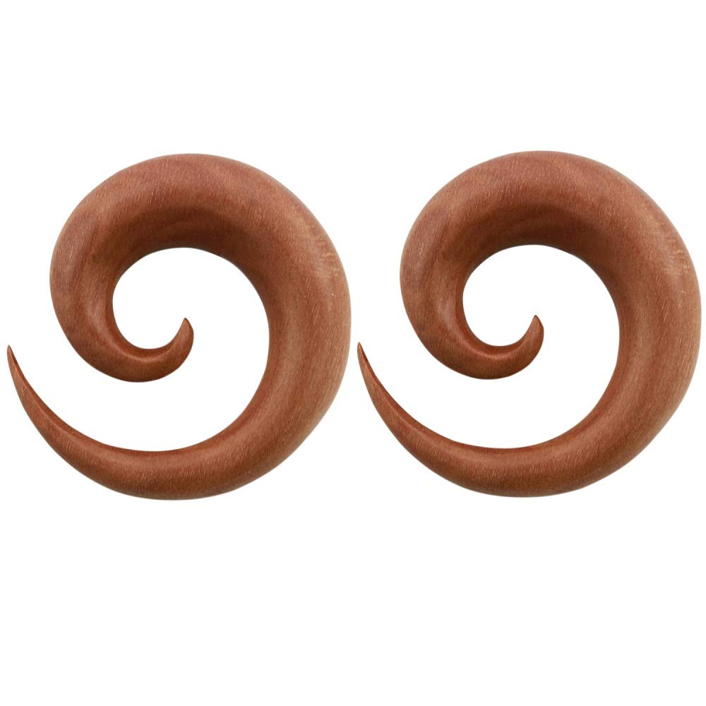 Pierced Owl Organic Sawo Wood Spiral Tapers, Sold as a Pair (8mm (0GA))