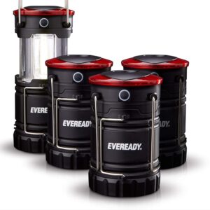 eveready led camping lantern 360 pro (4-pack), super bright tent lights, rugged,water resistant, 100 hour run-time (batteries included)