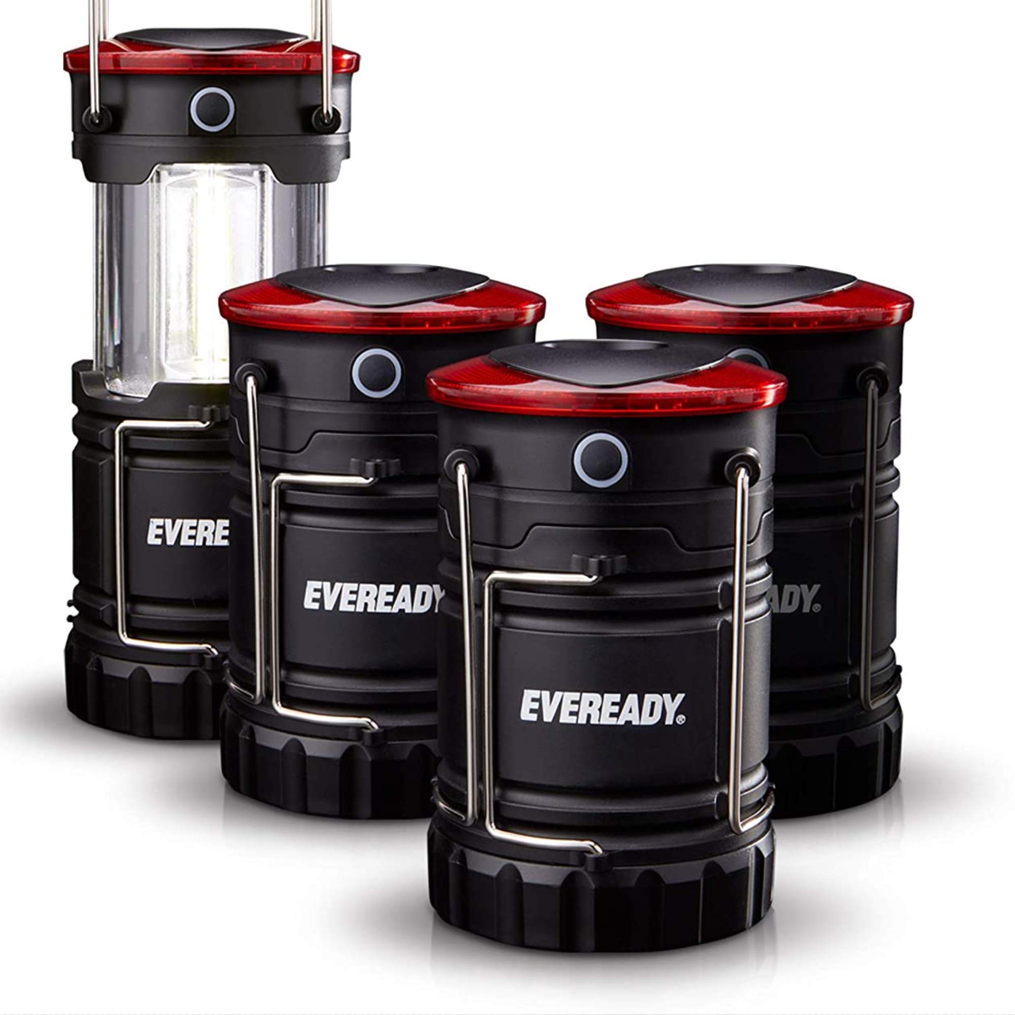 Eveready LED Camping Lantern 360 PRO (4-Pack), Super Bright Tent Lights, Rugged,Water Resistant, 100 Hour Run-time (Batteries Included)