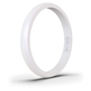 enso rings halo birthstone silicone ring – minimalist stackable wedding engagement band – 2.54mm wide, 1.5mm thick – moonstone-colored, size 9