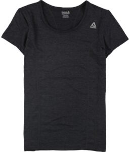 reebok womens poly marled basic t-shirt, black, x-large