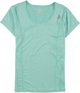 reebok womens two tone basic t-shirt, green, medium