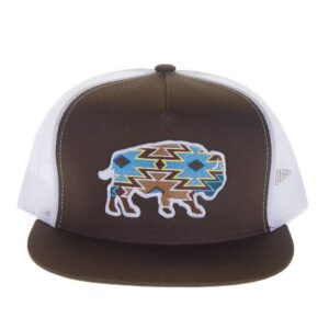 red dirt hat company jango-brown/white 5 panel, red dirt hat co. osfm, mesh back, men’s headwear