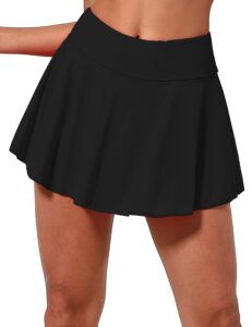 bubblelime 5"/19"/26" xxs-xl women's upf 50+ adjustable running skort - pleated skirt_black(1) large-5" inseam