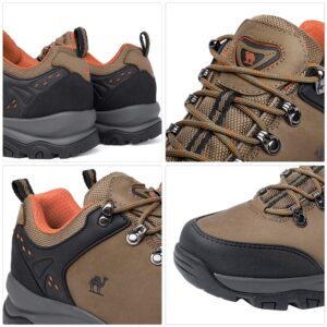 CAMEL CROWN Men's Hiking Shoes Low Top Trekking Boots Non-Slip Walking Sneakers for Outdoor Work Trail Casual (Khaki, 10)