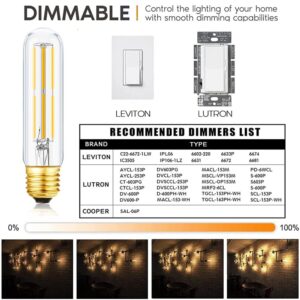 T10 Led Bulb,Dimmable 6W Led Tubular Bulbs, Soft White 3000K, 60 Watt Incandescent Bulb Equivalent, 3000K Soft White, Clear Glass, E26 Base Lamp Bulb, for Cabinet Display Cabinet etc,3 Pack.