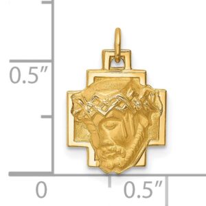 Jewelry Stores Network Hollow Face Of Jesus Crown of Thorns Cross Pendant in Real 14k Yellow Gold 12x12mm