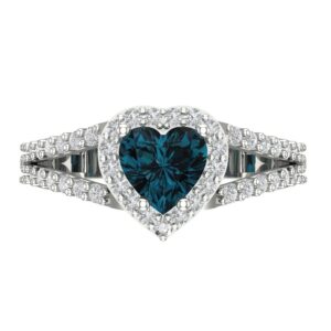 clara pucci 1.75 ct heart cut solitaire halo natural london blue engagement promise anniversary bridal ring 14k white gold 8.5