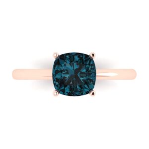 clara pucci 2.0 ct cushion cut solitaire natural london blue gemstone bridal designer anniversary engagement ring real 14k rose gold