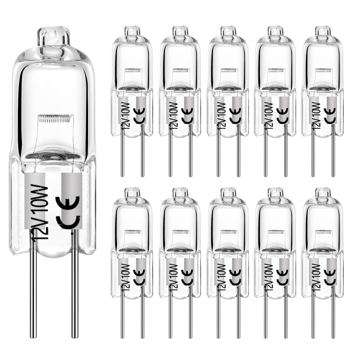 G4 Halogen Bulb T3 10 Watt 120lm G4 Bi-Pin Bulb AC/DC12 Volt for Under Cabinet Puck Light, Chandeliers, Track Lighting,10W 12V Warm White 2700K (10 Pack)