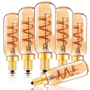 genixgreen dimmable t6 led bulb candelabra led light bulb, 2200k amber glass 3w e12 t25 filament chandelier light bulb, cri 90+ edison bulb equivalent 25w decorative lights bulb, pack of 6