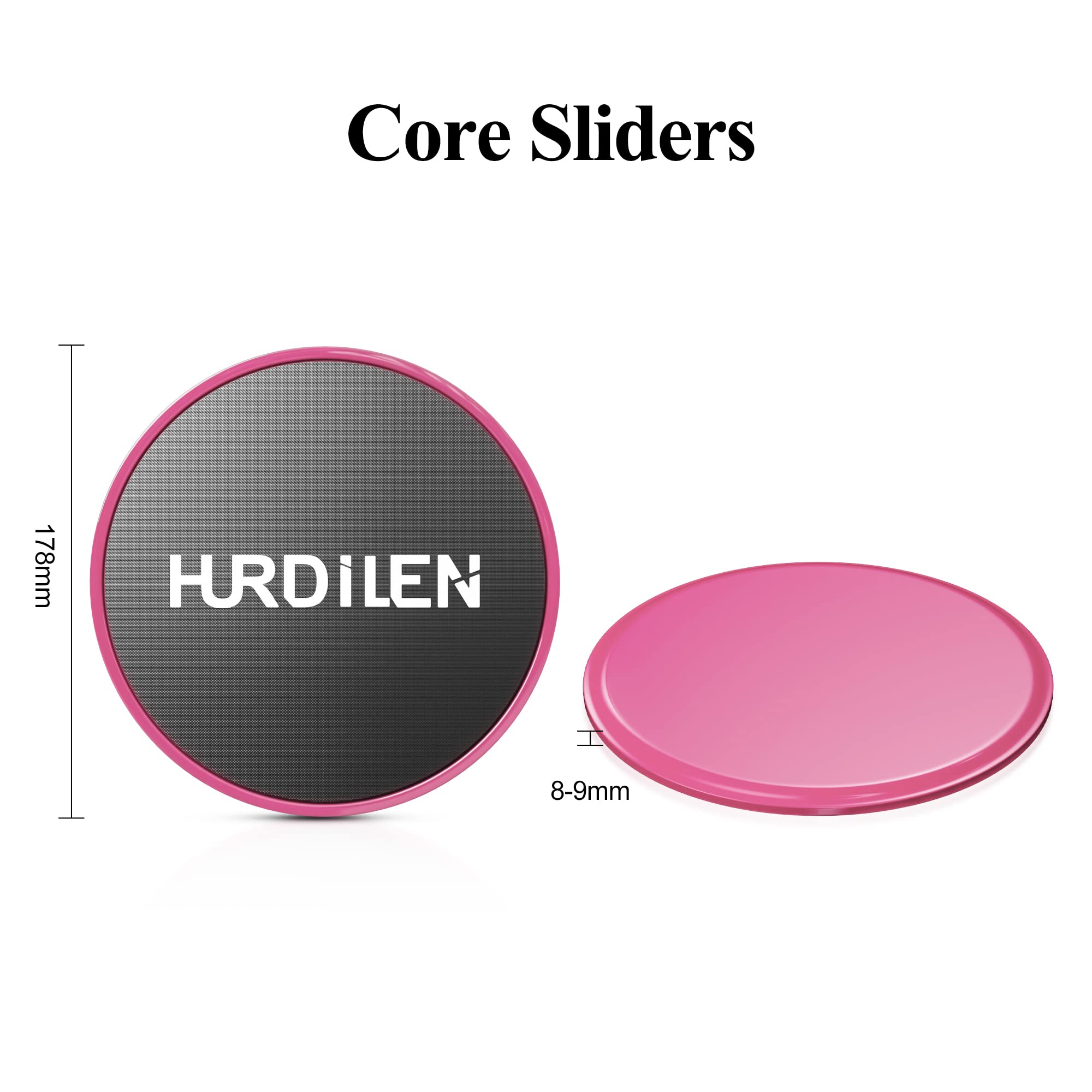 Hurdilen Core Sliders, Exercise Gliding Discs Dual Sided Use on Carpet and Hardwood Floors, Lightweight and Perfect Fitness Apparatus for Training Abdominal Core Strength (Pink)