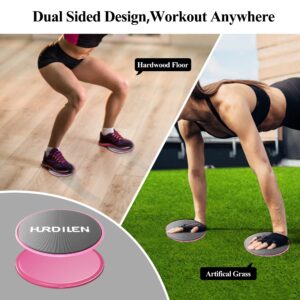 Hurdilen Core Sliders, Exercise Gliding Discs Dual Sided Use on Carpet and Hardwood Floors, Lightweight and Perfect Fitness Apparatus for Training Abdominal Core Strength (Pink)