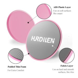 Hurdilen Core Sliders, Exercise Gliding Discs Dual Sided Use on Carpet and Hardwood Floors, Lightweight and Perfect Fitness Apparatus for Training Abdominal Core Strength (Pink)