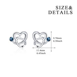 AOBOCO Nurse Earrings Sterling Silver Stethoscope Earrings Simulated Birthstone Studs Earrings with Swarovski Crystal,Fine Jewelry Gifts For Nurse Doctor RN Medical Student