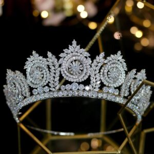 Jorsnovs Luxury Cubic Zirconia Wedding Tiara Para 15 Años Quinceañeras Birthday Crown for Women Pageant Christmas Headband