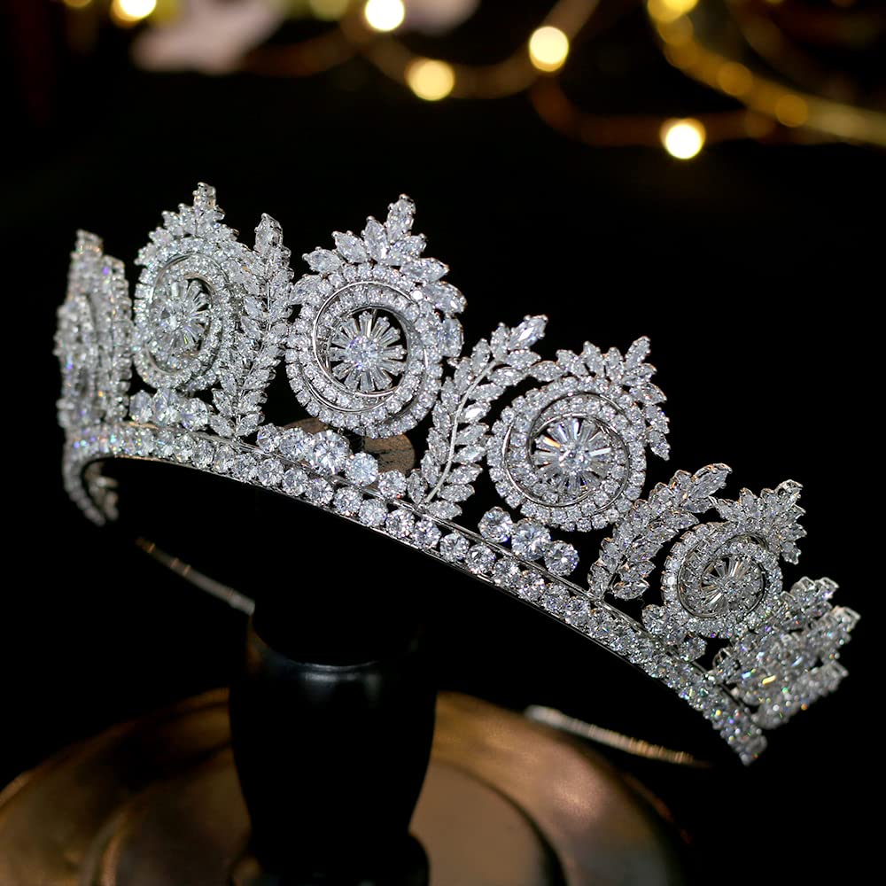 Jorsnovs Luxury Cubic Zirconia Wedding Tiara Para 15 Años Quinceañeras Birthday Crown for Women Pageant Christmas Headband