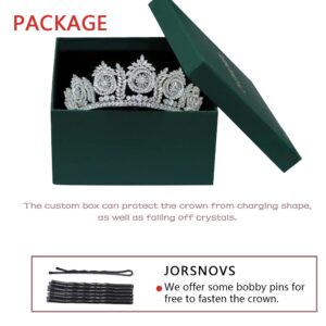 Jorsnovs Luxury Cubic Zirconia Wedding Tiara Para 15 Años Quinceañeras Birthday Crown for Women Pageant Christmas Headband