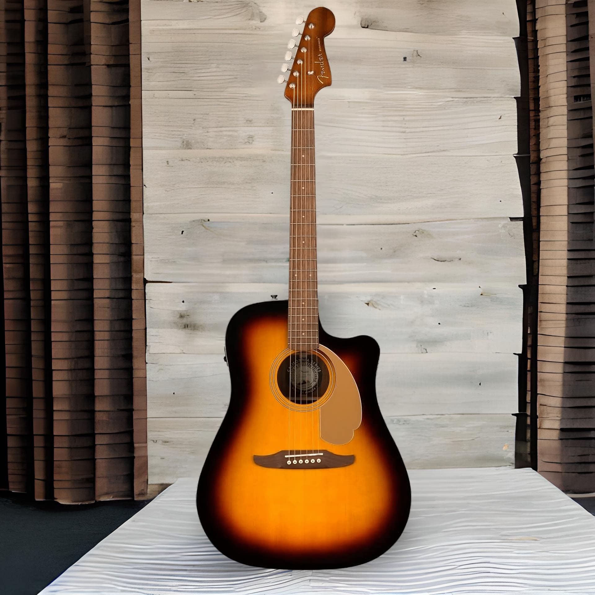 Fender Redondo Player Acoustic Guitar, with 2-Year Warranty, Sunburst, Walnut Fingerboard