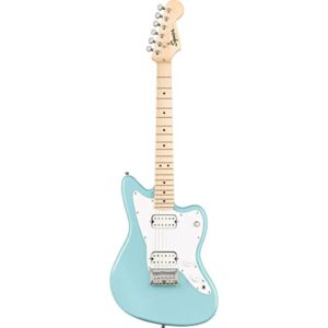 squier mini jazzmaster electric guitar, daphne blue, maple fingerboard