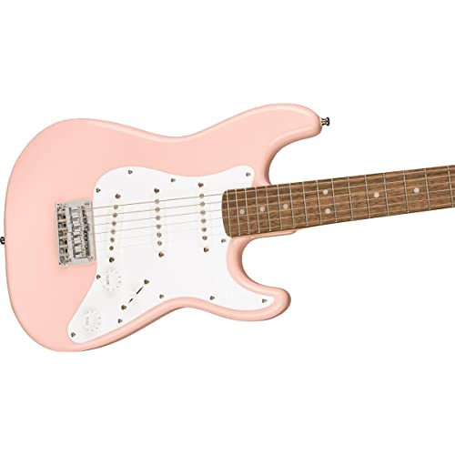 Squier Mini Stratocaster Electric Guitar, Shell Pink, Laurel Fingerboard