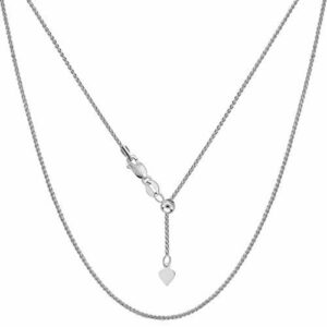 10k solid yellow or white rose/pink gold 1.00mm adjustable diamond-cut wheat chain necklace for pendants and charms (adjustable upto 22") jewelry for women