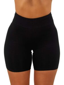 aurgelmir women's workout shorts high waist booty gym yoga pants butt lifting sports leggings basic biker shorts (black,small)