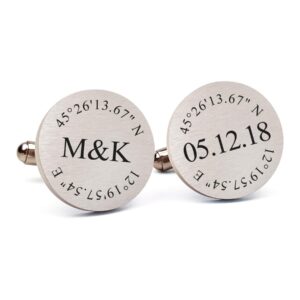 mini wim custom engraved stainless wedding cuff links, free engraving, personalized cufflinks for groom, jewelry gift for men, father of the bride gift from bride