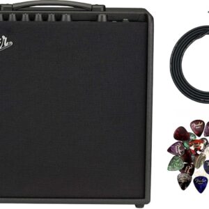 Fender Mustang LT50 Guitar Combo Amplifier Bundle with Instrument Cable and Picks