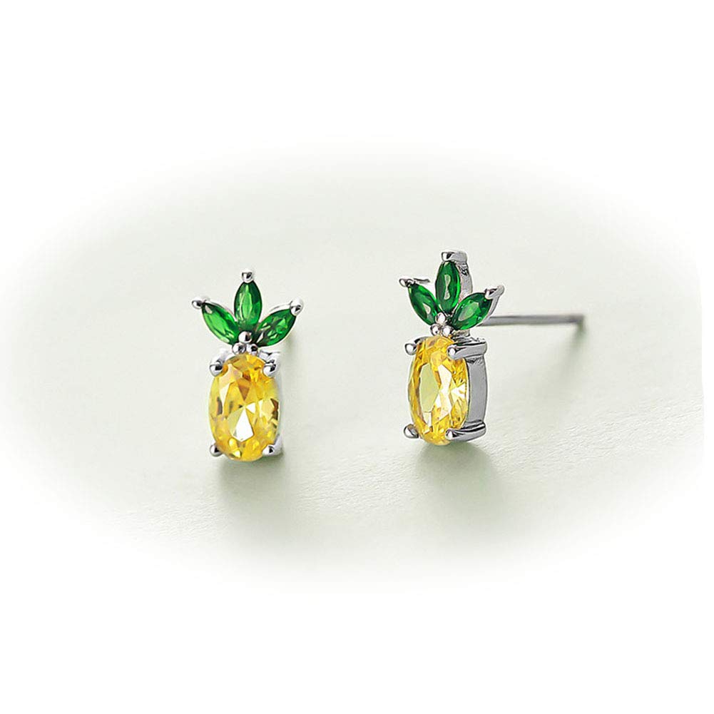 Rnivida 925 Sterling Silver Pineapple Stud Earrings, Pineapple Jewelry, Pineapple Gifts for Women (Pineapple)