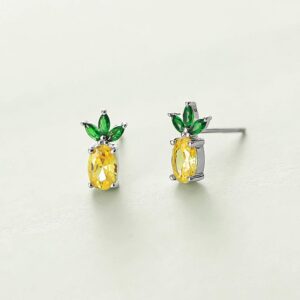 Rnivida 925 Sterling Silver Pineapple Stud Earrings, Pineapple Jewelry, Pineapple Gifts for Women (Pineapple)