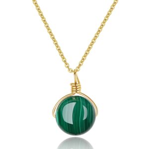 coai 16mm malachite green stone pendant necklace for women