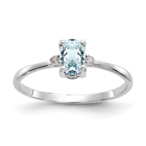 jewelry stores network aquamarine oval diamond march birthstone ring in real 14k white gold size 6