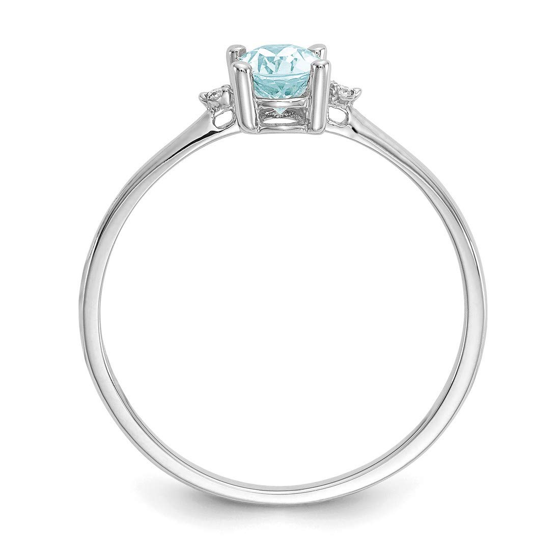 Jewelry Stores Network Aquamarine Oval Diamond March Birthstone Ring in Real 14k White Gold Size 6