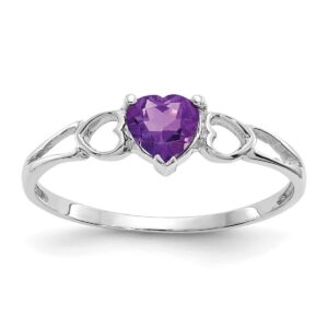 jewelry stores network amethyst heart february birthstone ring in real 14k white gold size 6