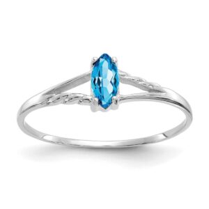 blue topaz marquise december birthstone ring in real 14k white gold size 7