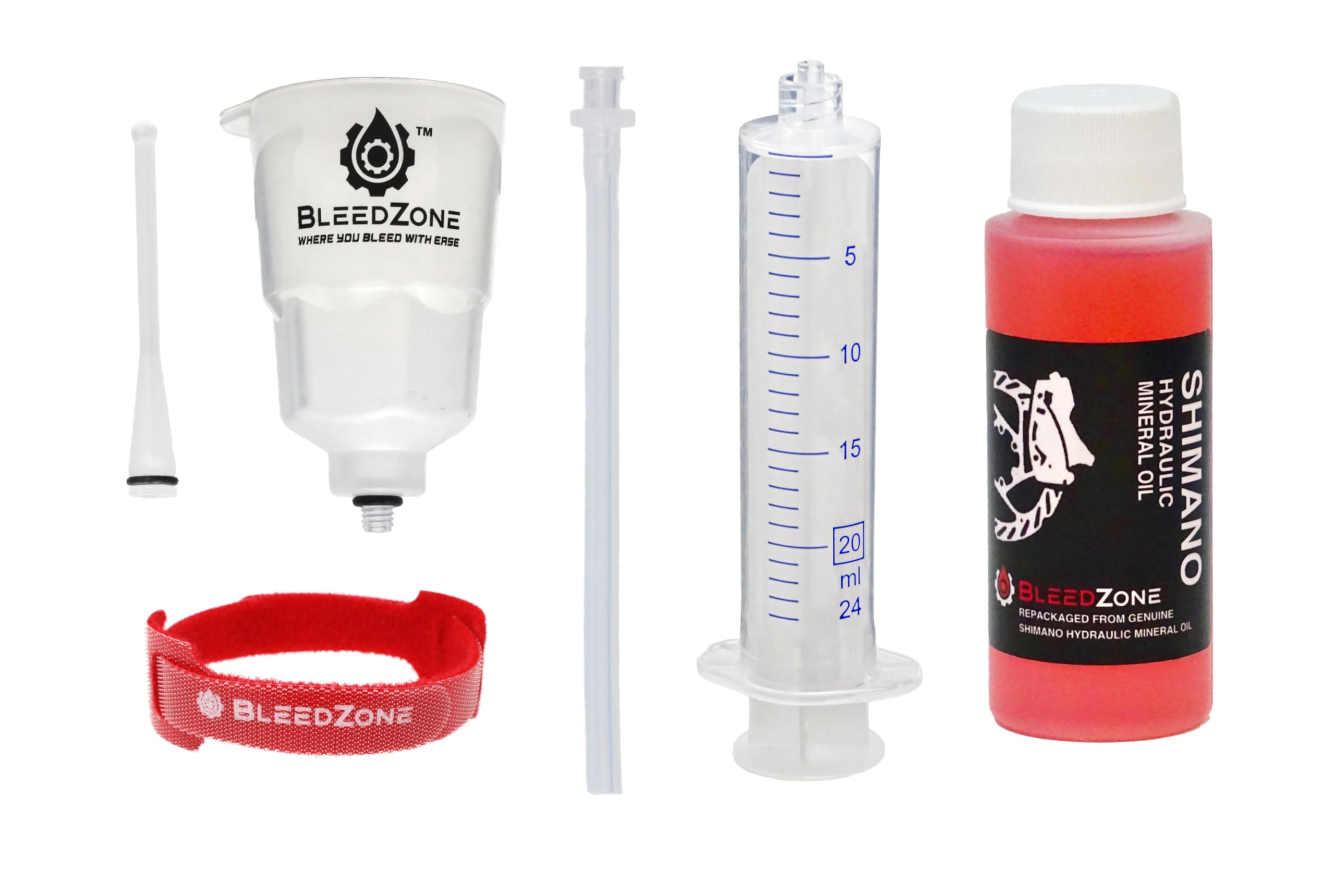 BleedZone Bleed Kit for Shimano - Hydraulic Brake Bleed Kit for Road Gravel, Mountain Bike Brakes with 60ml Mineral Oil - Bicycle Brake Bleed Kit, MTB Kit Designed for Shimano Brake Bleed Kit