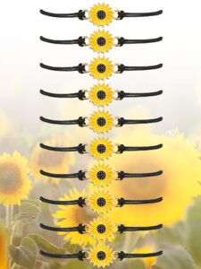 hicarer 10 pieces sunflower bracelets handmade boho friendship bracelets adjustable braided rope cute for women teen(black)