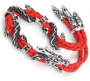 antique silver jewelry vintage stylish red rope crystal rhinestone dragon bracelets & bangles for women red rope