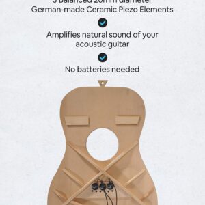 Journey Instruments Passive Piezo Acoustic Pickup – EP001K Three Balanced German-made Passive Pickup Elements – Piezo Pickup for Acoustic Guitars (Ceramic)